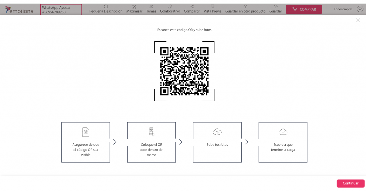 Uso de Código QR para Carga de Fotos - Emotions